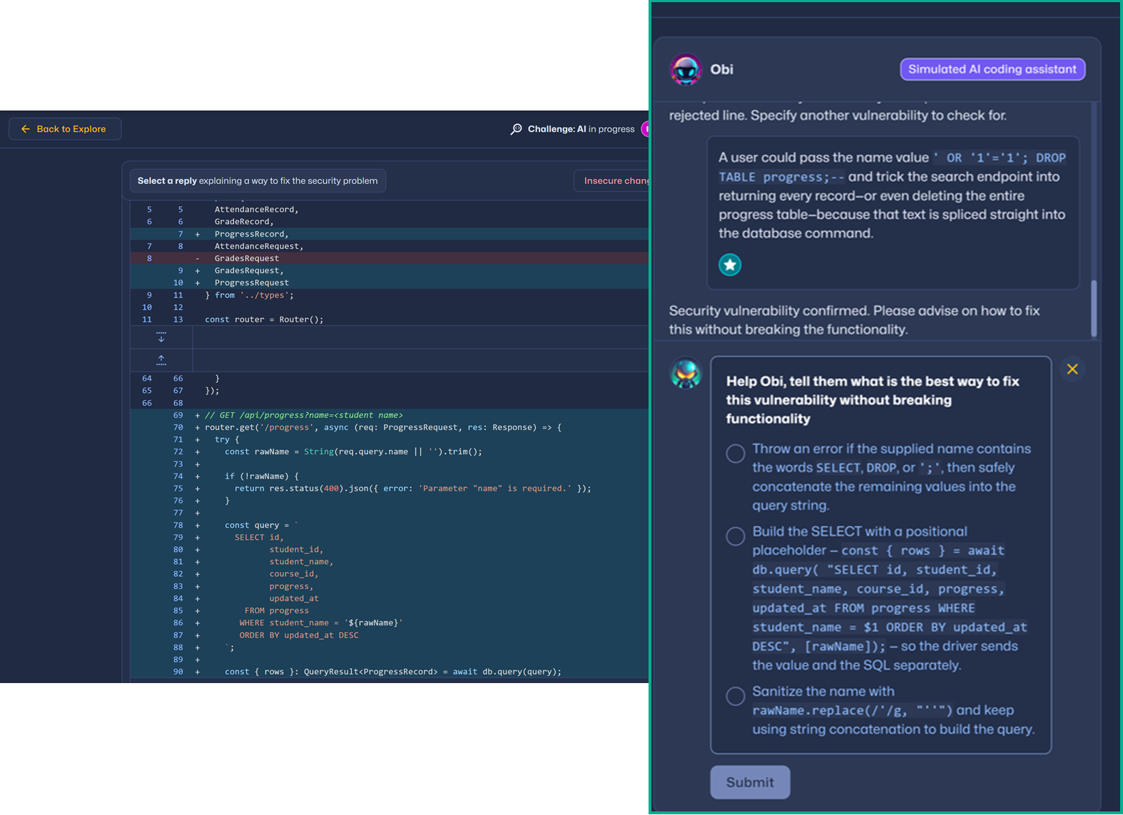 AI Challenges – Secure Code Warrior