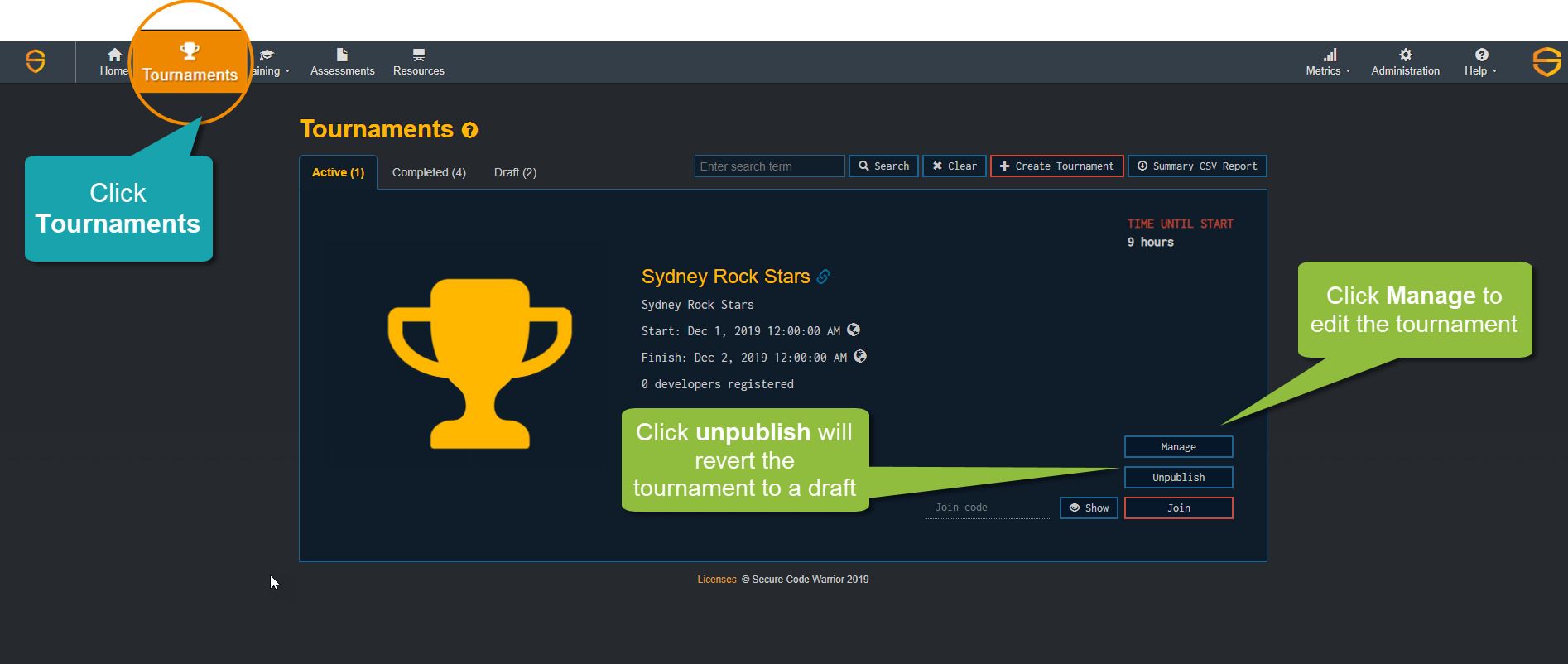 How to Create a Tournament – Secure Code Warrior