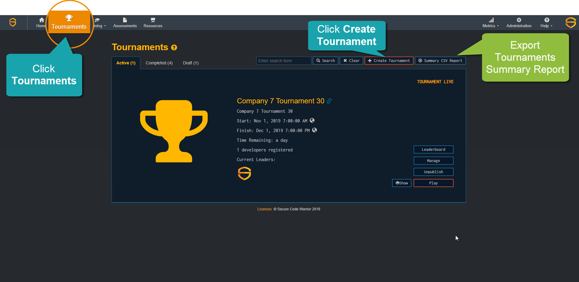 How to Create a Tournament – Secure Code Warrior