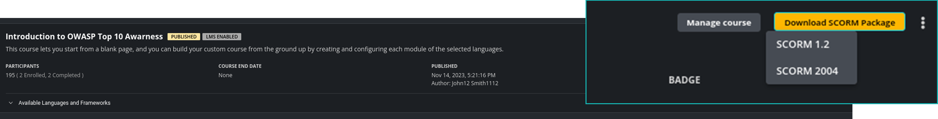 SCORM LMS Integration – Secure Code Warrior