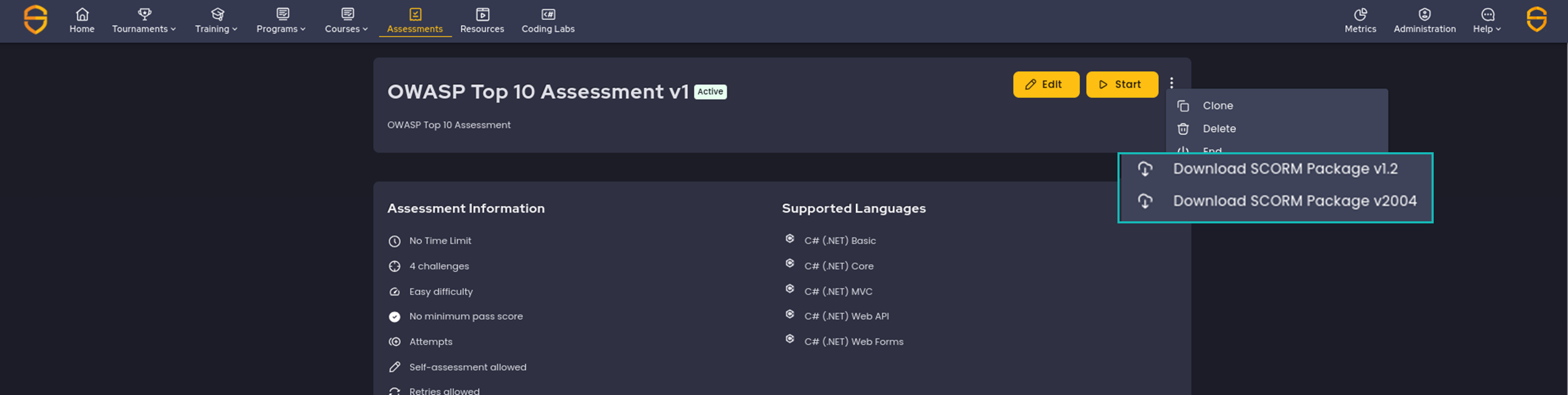 SCORM LMS Integration – Secure Code Warrior